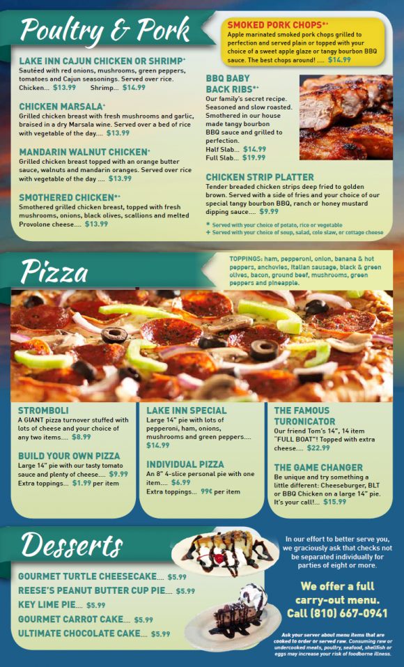 Lake Inn - Poultry, Pizza & Desserts - Lake Inn Lapeer