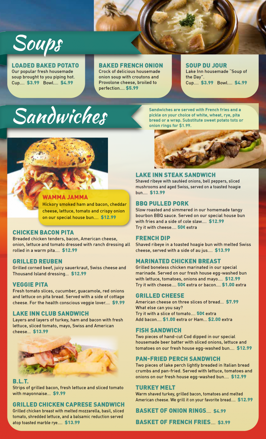 Menu - Lake Inn Lapeer