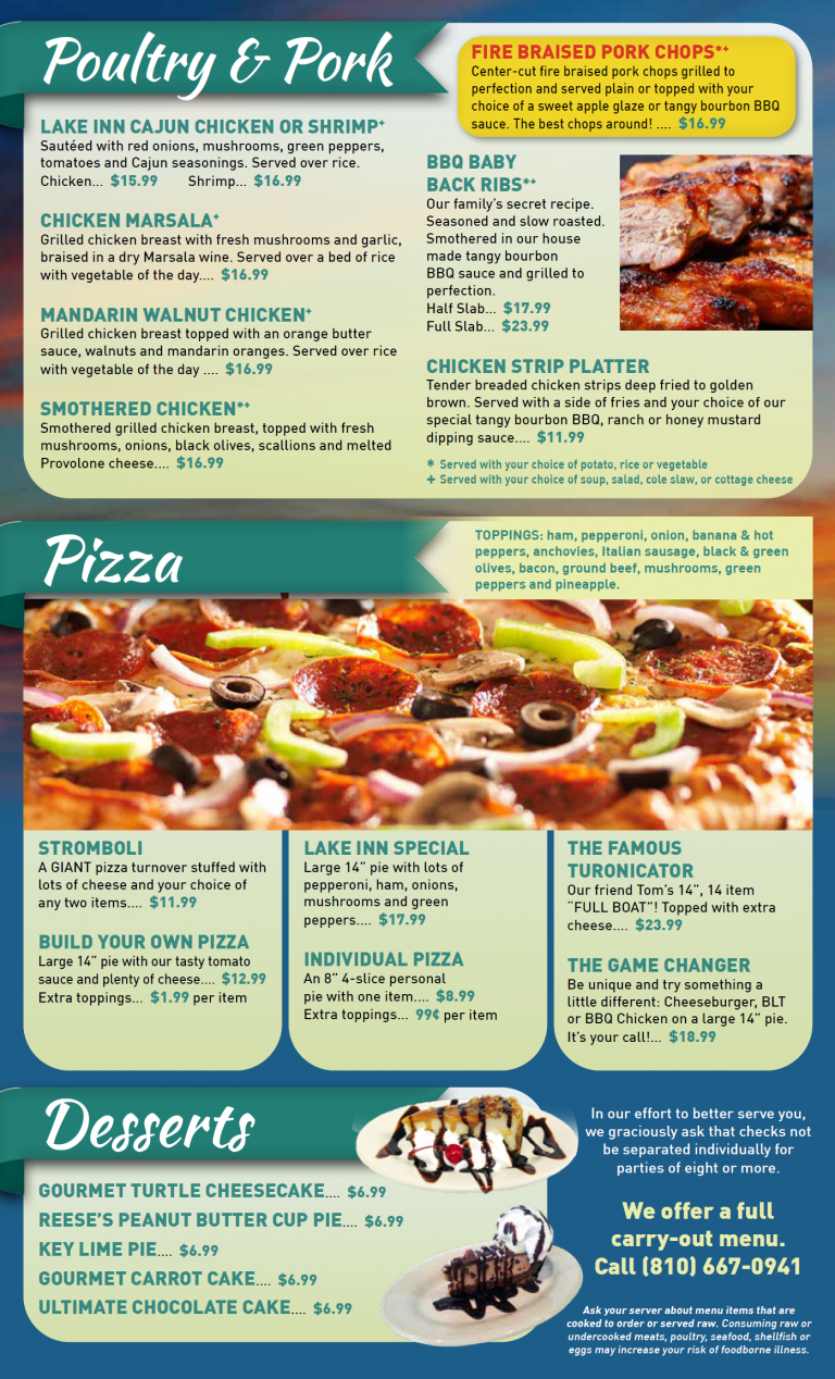 Menu - Lake Inn Lapeer