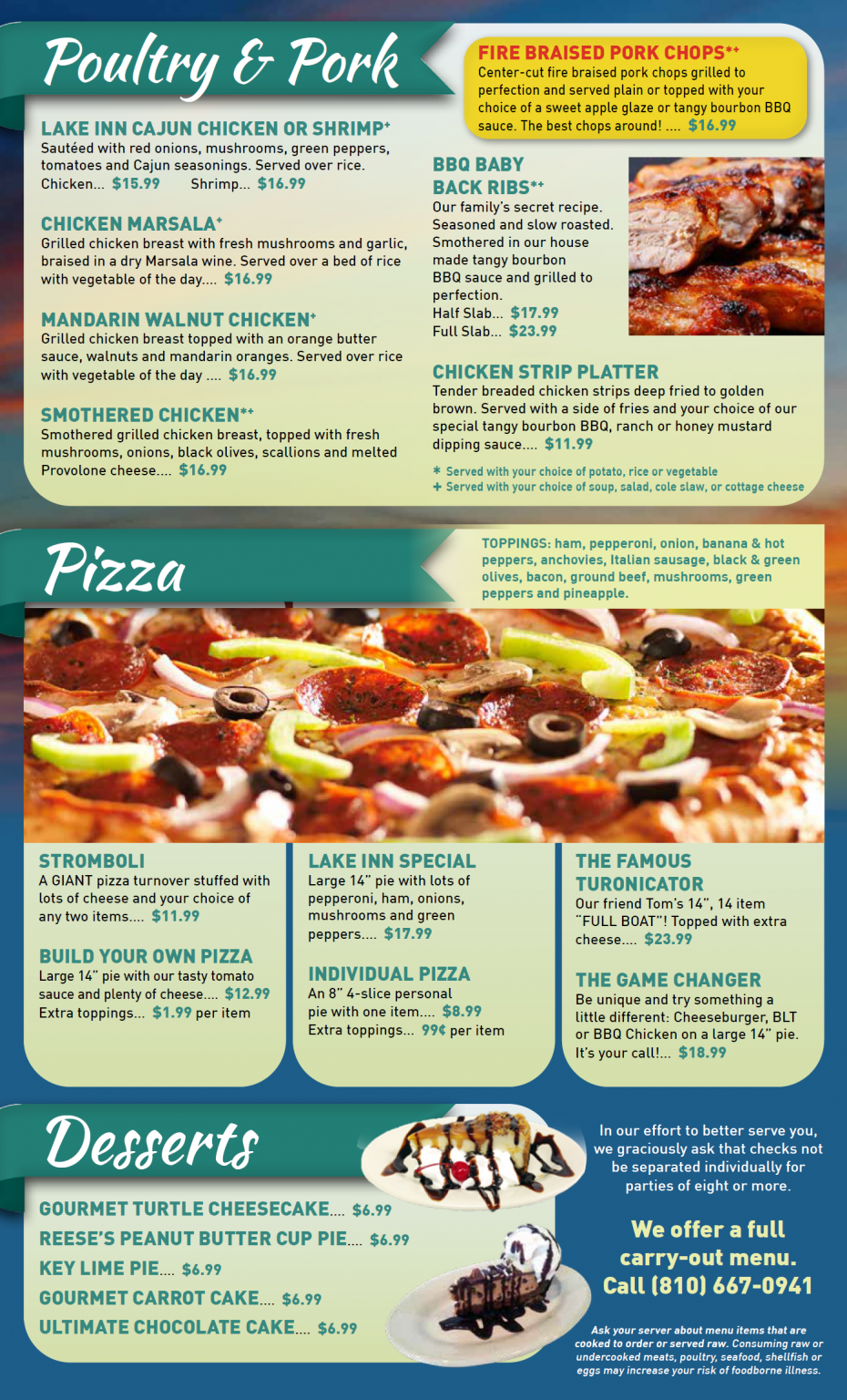 Menu - Lake Inn Lapeer